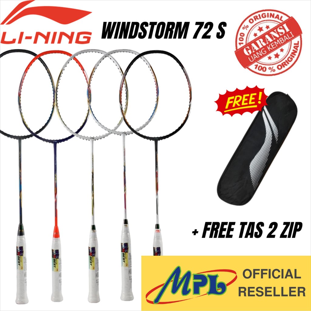 Jual RAKET BADMINTON LINING WINDSTORM 72 , 72 S+ TAS 2 RUANG | Shopee ...