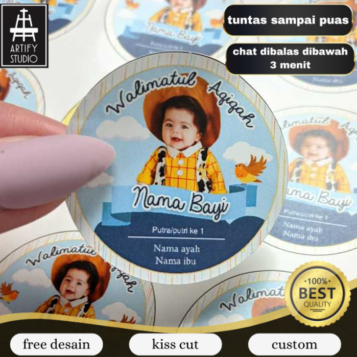 Jual Artify 2-4 Stiker Label Tasyakuran Aqiqah Sticker Nama Anak Bayi ...