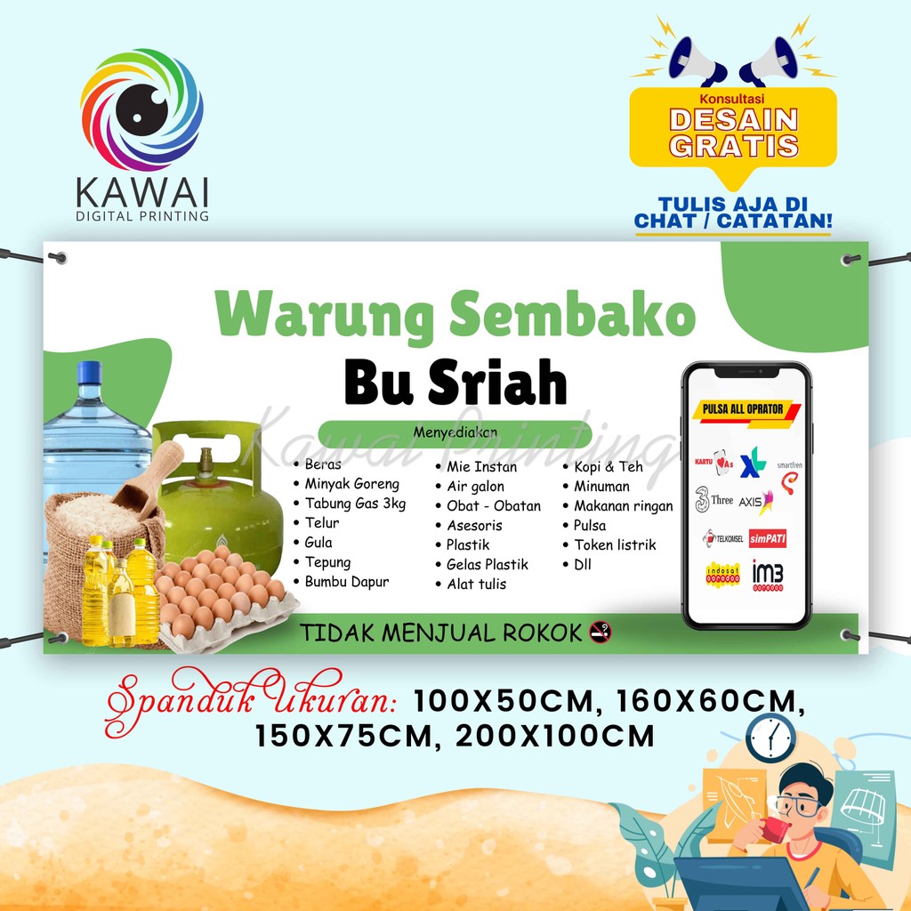 Jual Spanduk Banner MMT Warung Sembako Hijau Rekuest 200x100 Cm | Shopee Indonesia