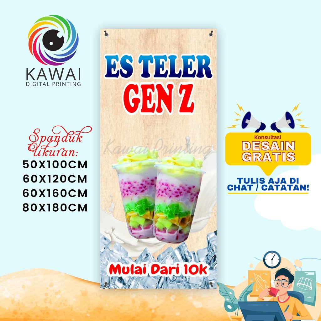 Jual Spanduk Banner MMT Desain Es Teler Gen Z Ukuran 60x160 | Shopee ...