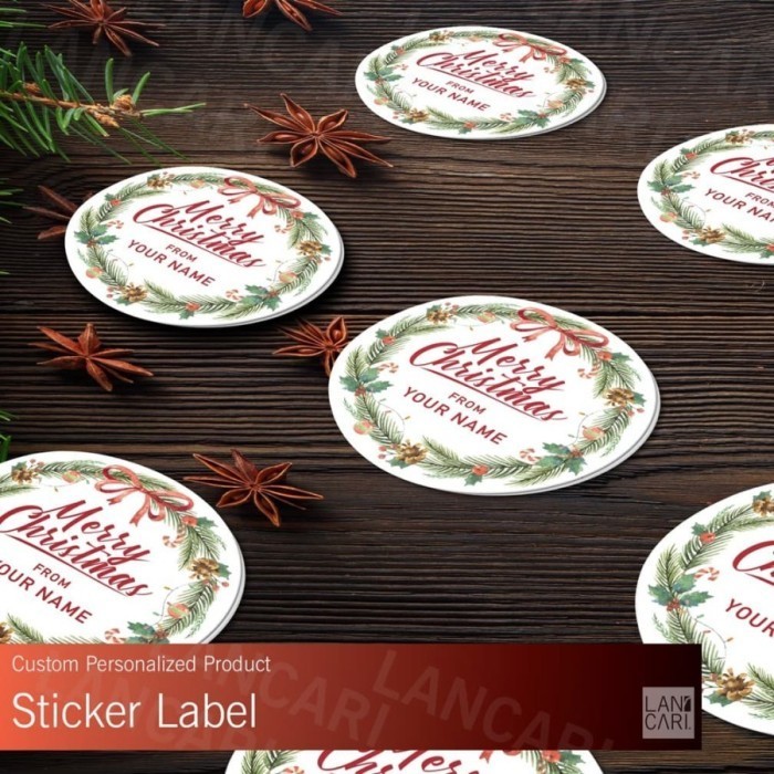 Jual Stiker Label Natal Christmas undangan amplop Stickers custom snack ...
