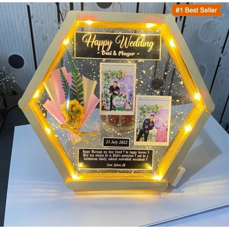 Jual HEXA FRAME BINGKAI HEXAGON KADO ULTAH WISUDA PERNIKAHAN ...