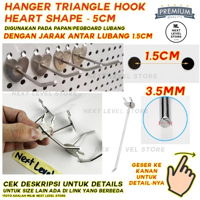 Jual Double Hole Hook 5 CM Cantolan Besi Chrome Stainless Pegboard ...
