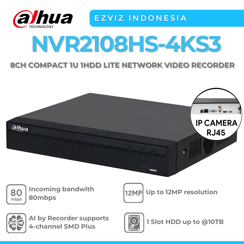 Jual DAHUA NVR2108HS-4KS3 8CH COMPACT 1U 1HDD LITE NETWORK VIDEO RECORDER | Shopee Indonesia
