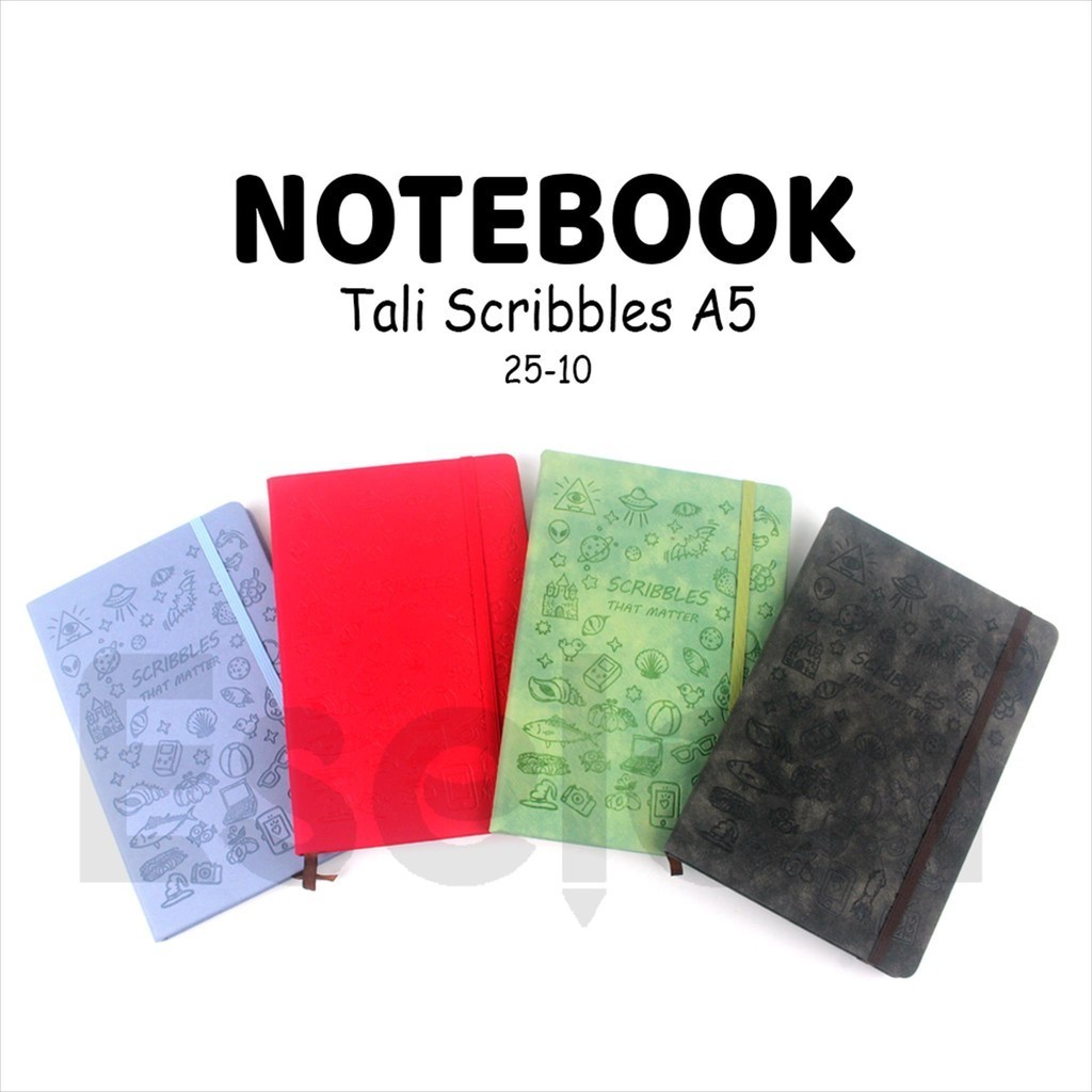 Jual Agenda Tali A5 SCRIBBLES 25-10 / Notebook A5 Tali Cover Kulit 90 ...
