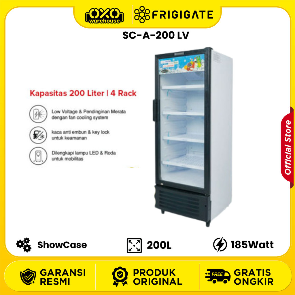 Jual FRIGIGATE SHOWCASE SCA 200 G 4 RAK DISPLAY COOLER KULKAS LOW WATT ...