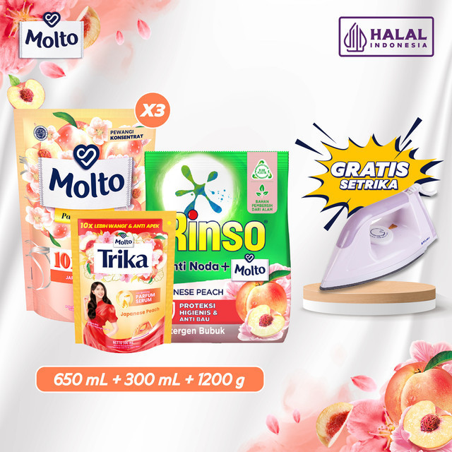Jual Buy 3 Molto Japanese Peach 650ml + 1 Trika Japeach + Rinso Bubuk 1 ...