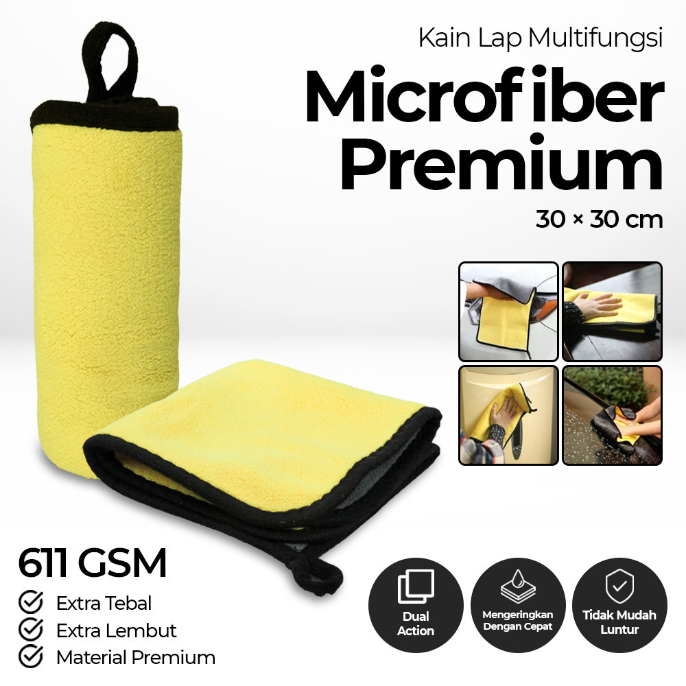 Jual Kain Lap Microfiber Premium Mobil Multifungsi 611 GSM 30x30cm | Shopee Indonesia
