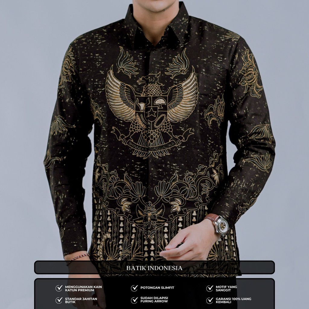 Jual Batik Indonesia Motif GARUDA Kemeja Batik Slimfit Lapis Furing idn ...