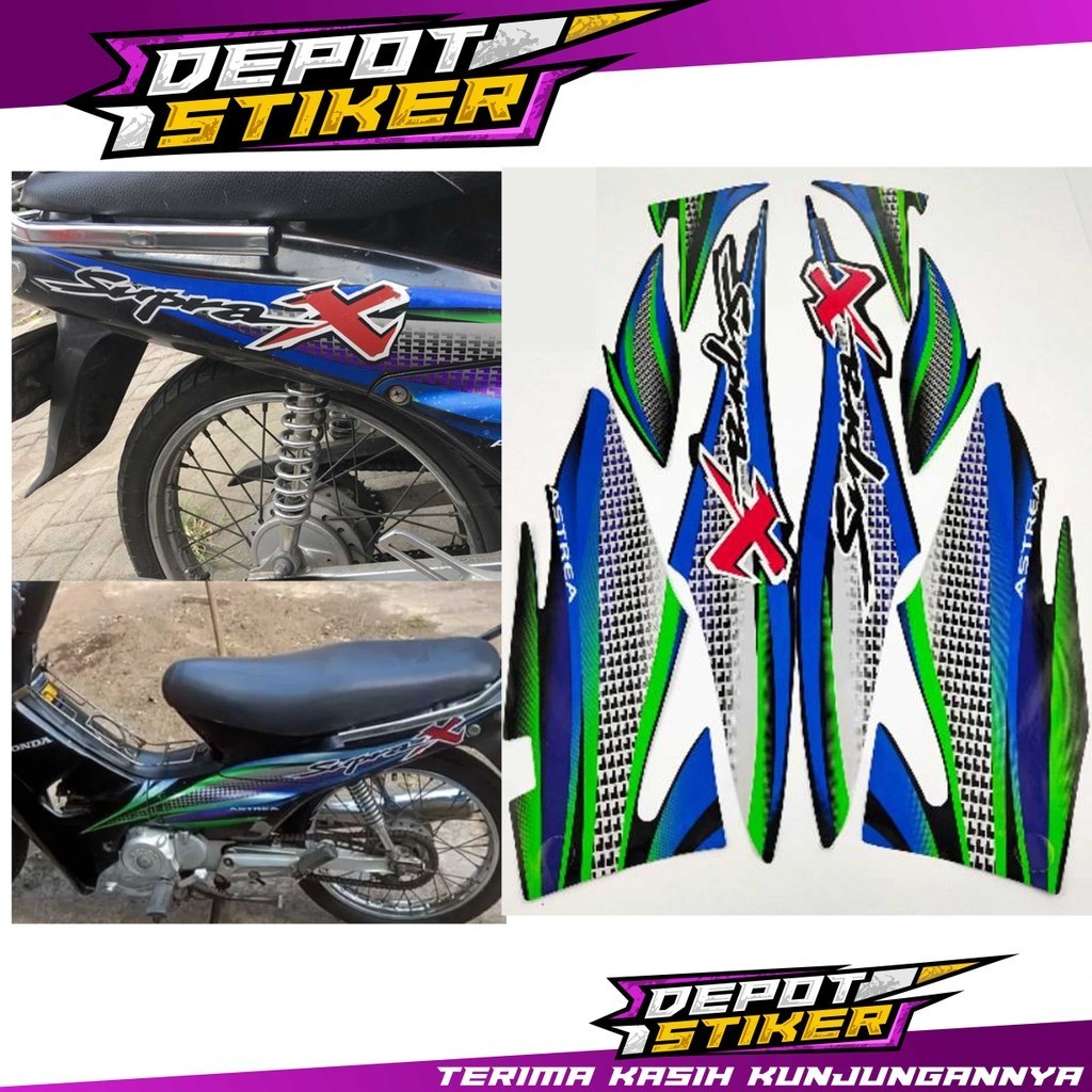 Jual Striping Stiker list motor honda supra x 100 2002 2003 hitam lis hijau body standar ...