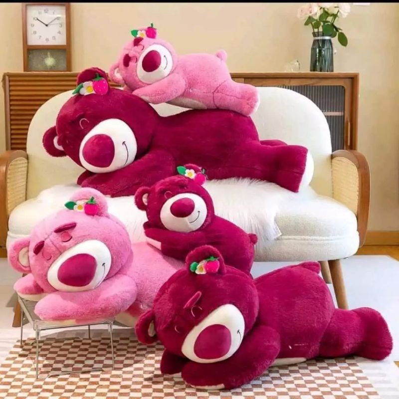 Jual Boneka Lotso Strawberry Lying rebahan Ukuran 40cm kado ulang tahun ...