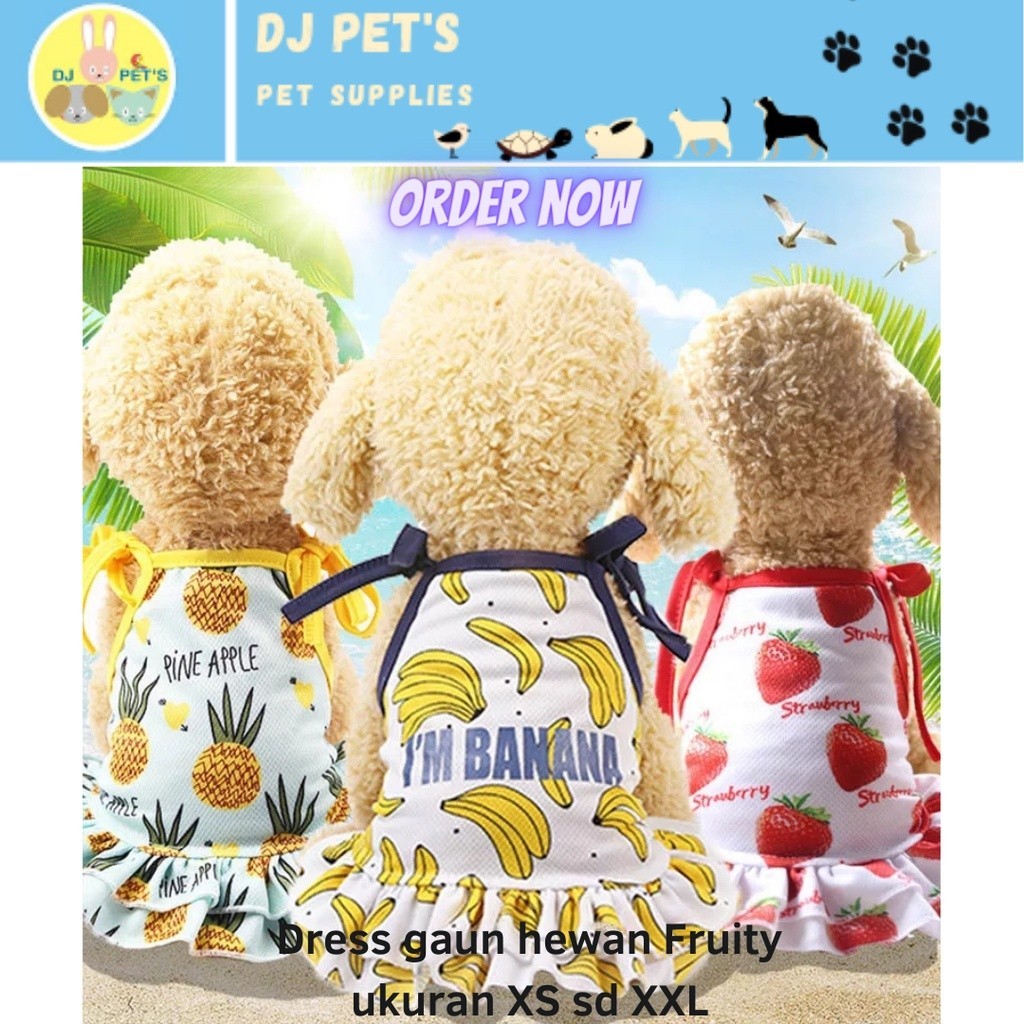Jual baju anjing dan baju kucing dress gaun rok hewan buah pet clothes PET1042 | Shopee Indonesia