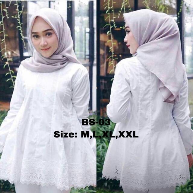 Jual Sakhapremium.id - Blouse Baju putih Pakaian Blouse Atasan Putih ...