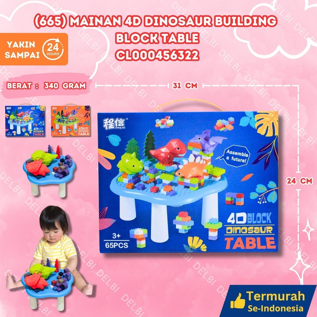 Jual Momo Kid Toys 4D Block Dinosaur Table isi 65pcs (665) MAINAN 4D ...