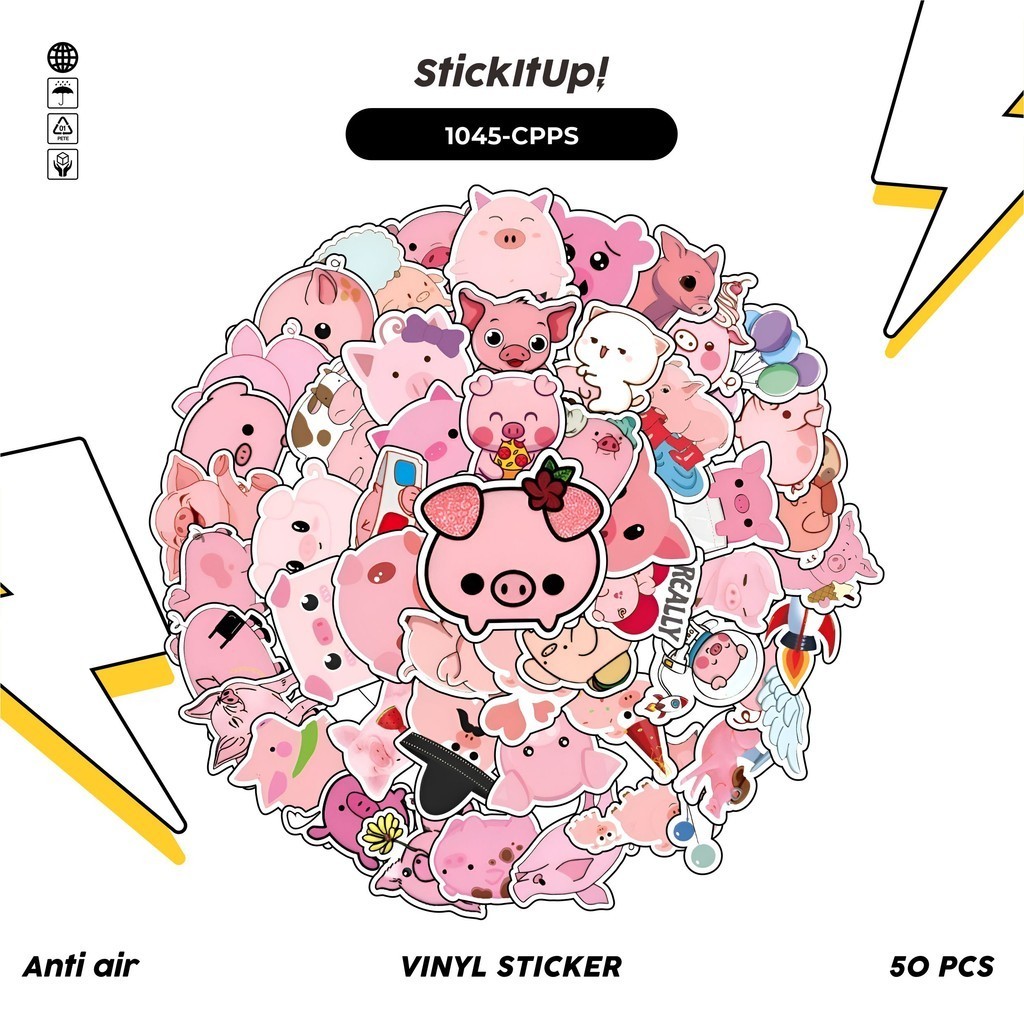 Jual COD 100 Pcs Stiker Pack Babi Piggy Pink Lucu Aesthetic Vynil ...