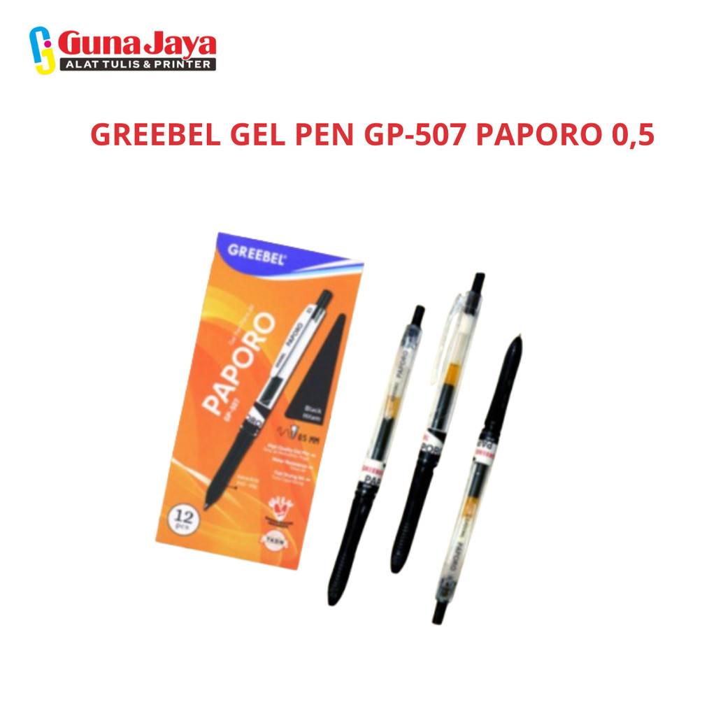 Jual GREEBEL GEL PEN GP-507 PAPORO 0,5 (SATU SET 12PCS) | Shopee Indonesia