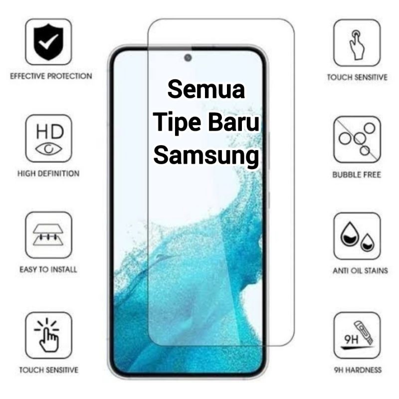 Jual anti gores kaca SAMSUNG bening semua tipe baru tempered glass clear A13 A14 A15 A24 A25 A35 ...
