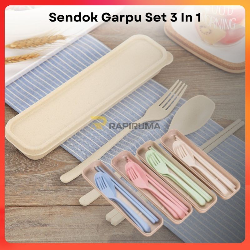 Jual Sendok Garpu Set 3 In 1 / Set Sendok Jerami / Alat Makan Set / Set ...