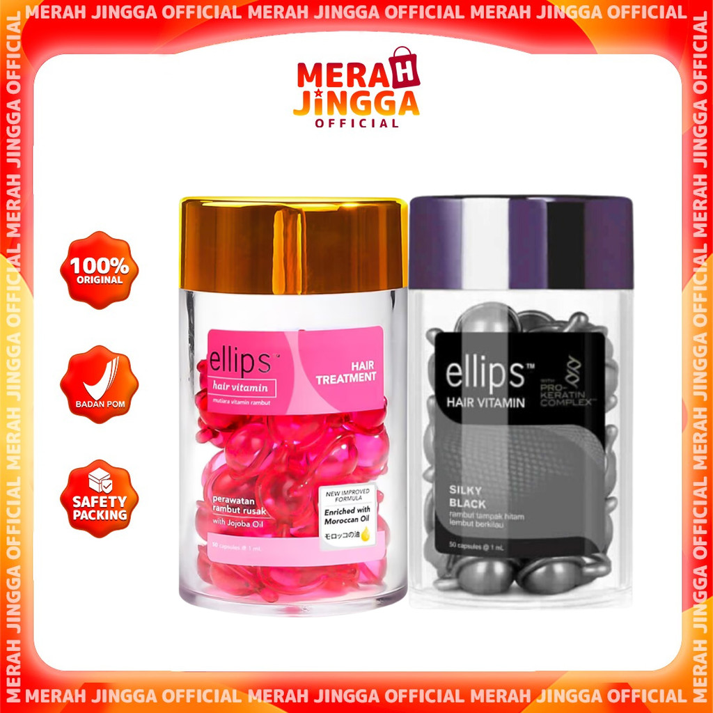 Jual Ellips Hair Vitamin Hair Treatment Jar | Silky Black | Merah ...