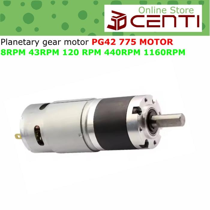 Jual PG42 Motor DC 24V planetary gear 775 High torque 8RPM 43RPM 120RPM ...