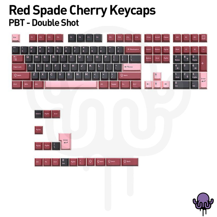 Jual Red Spade Cherry Keycaps PBT Double Shot Mechanical Keyboard ...