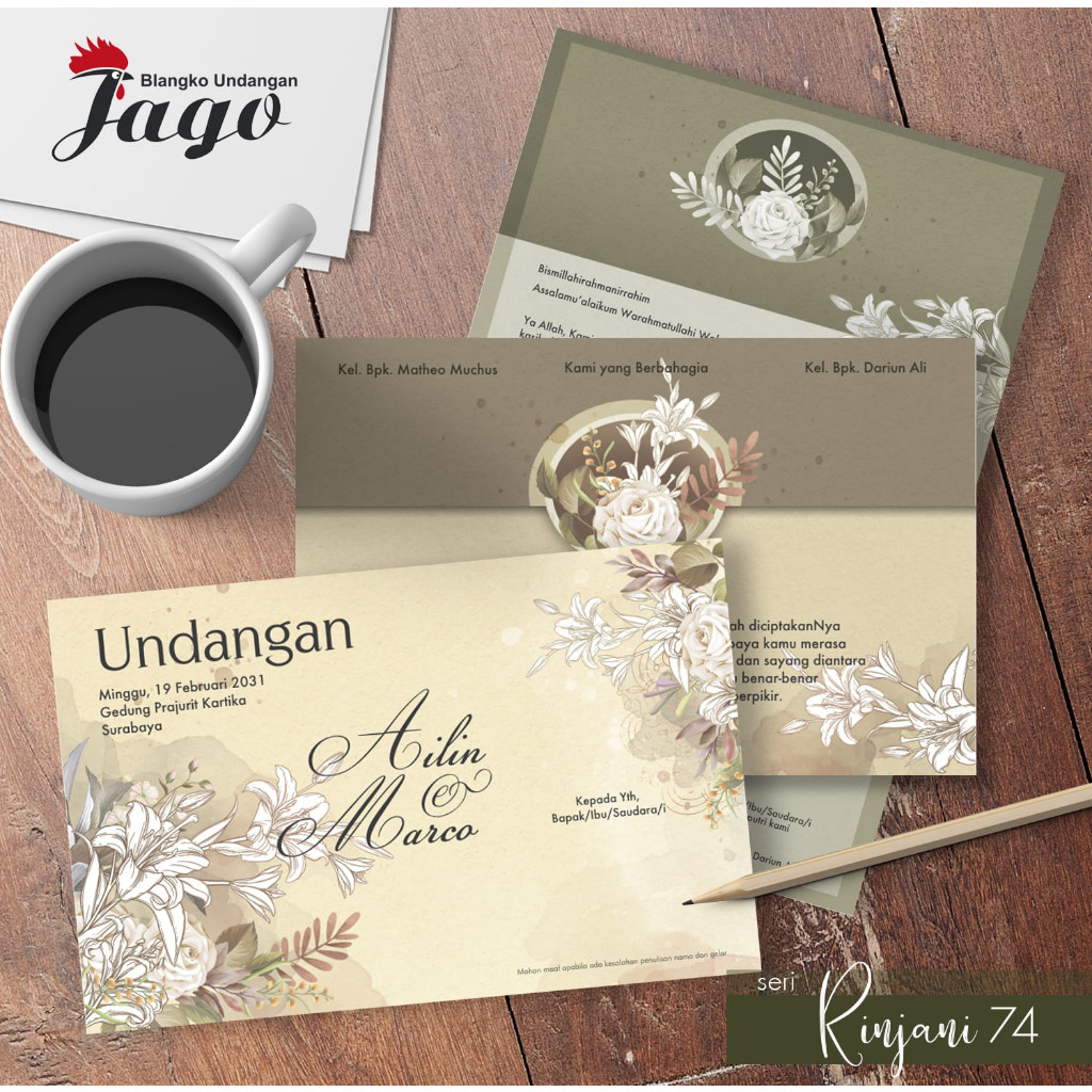 Jual Jago 74 Cetak Undangan Pernikahan Aesthetic atau Undangan Cetak ...