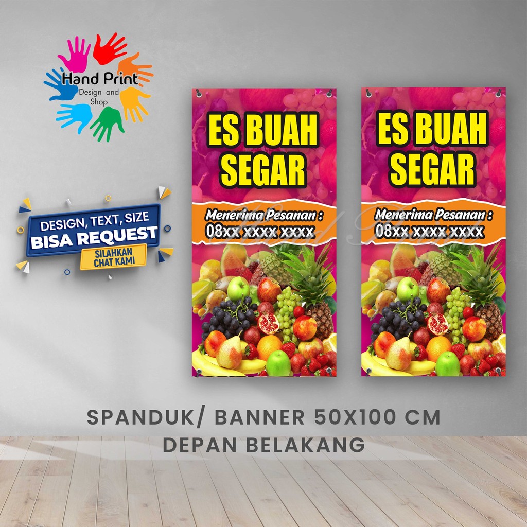 Jual Spanduk Banner Es Buah Segar Pink Gratis Memesan Desain Sepasang ...