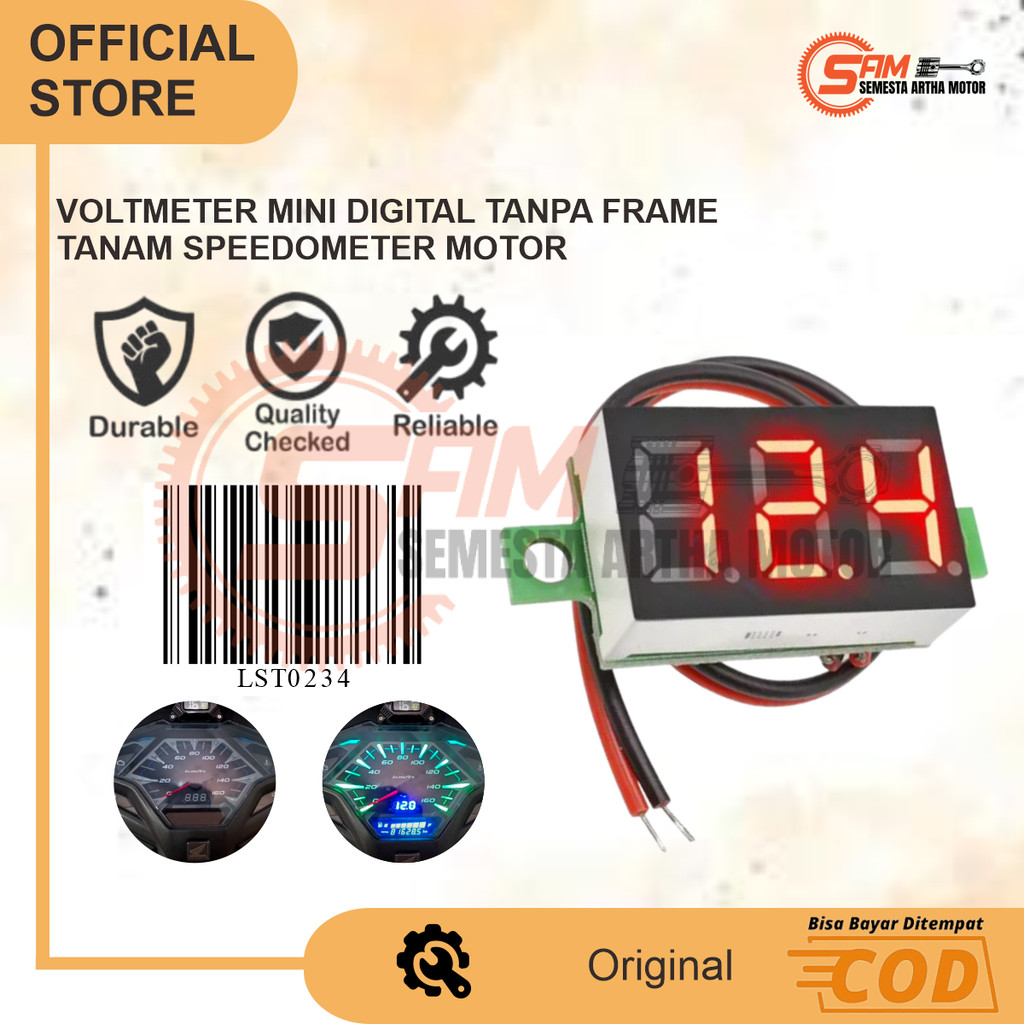 Jual Voltmeter Mini Digital Tanpa Frame Tanam Speedometer Alat Ukur ...