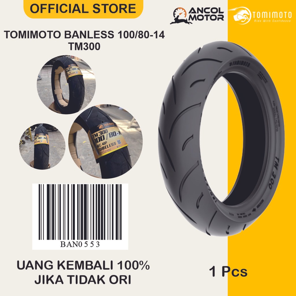 Jual Ban Luar Tomimoto TM300 100/80 Ring 14 Tubeless - Ban Motor Matic ...
