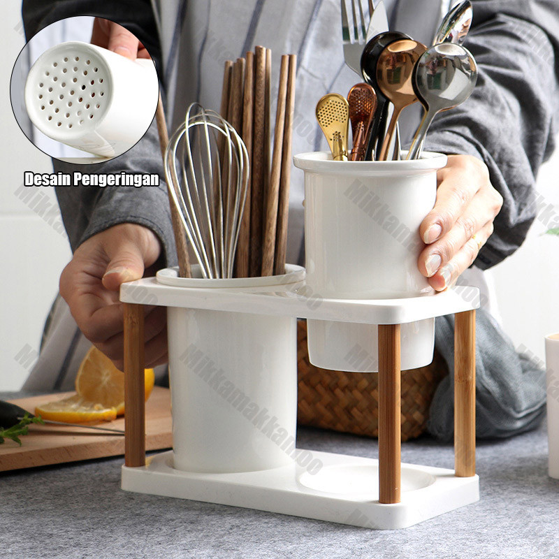 Jual Holder Tempat Sumpit Sendok Garpu Keramik / Duluxe Tubular ...
