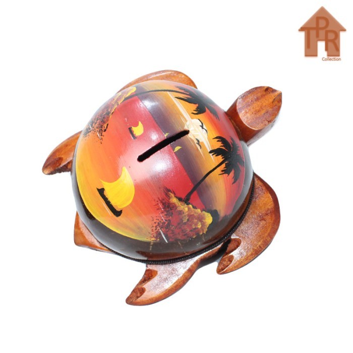 Jual READY Kerajinan Batok Kelapa│Celengan Kura Lukis Pantai - Pantai ...
