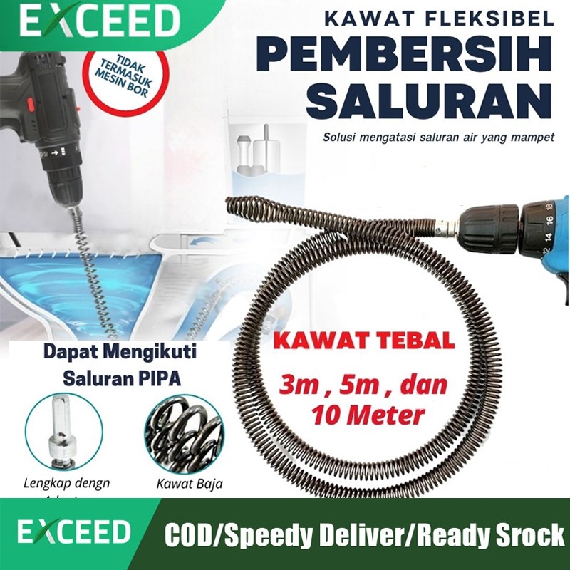 Jual Alat Pembersih Saluran Kawat Pembersih Saluran Pipa Mampet Dengan Adaptor Bor 3M 5M 10M ...