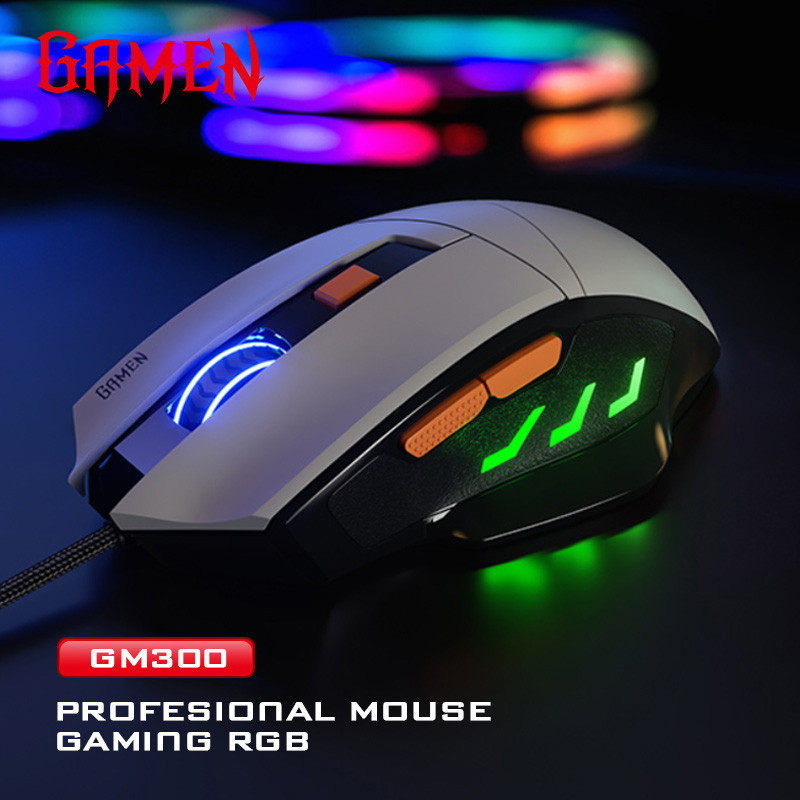 Jual Mouse Gaming Wired GAMEN GM300 7200 DPI Black RGB Led / Mouse USB ...