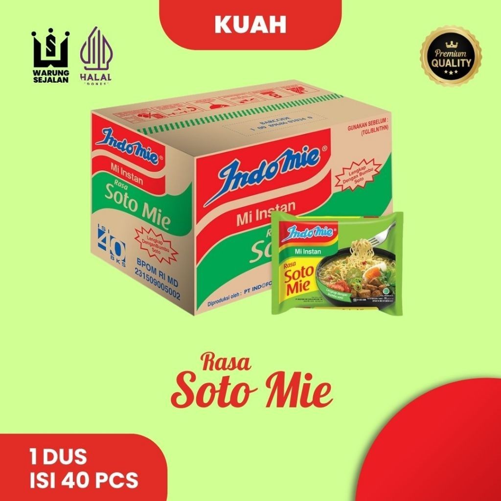 Jual INDOMIE SOTO 1 DUS ISI 40 PCS INDOMIE RASA SOTO MI SOTO MIE SOTO ...