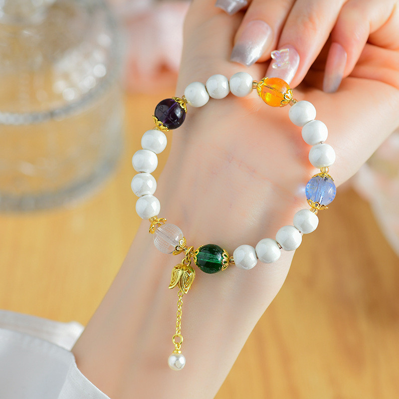 Jual Manik-manik porselen putih Gelang Kristal Lima Elemen Dewa ...