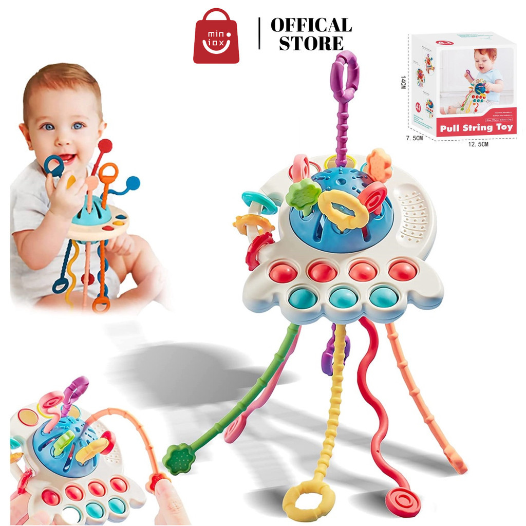 Jual Mainan Edukasi Bayi BPA Free Multifungsi Pop It Teether Bayi Tarik ...
