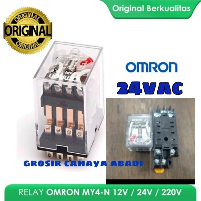 Jual relay omron original my4/my4n 24vac plus socket - relay+socket -VV45 | Shopee Indonesia