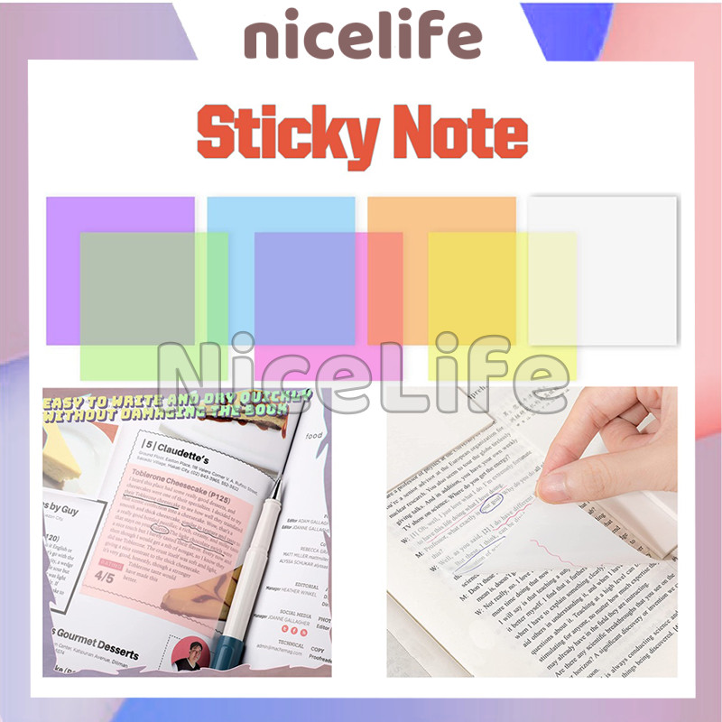 Jual Set Kertas Notes Transparan 50 Lembar / Sticky Notes Pad Plastik ...