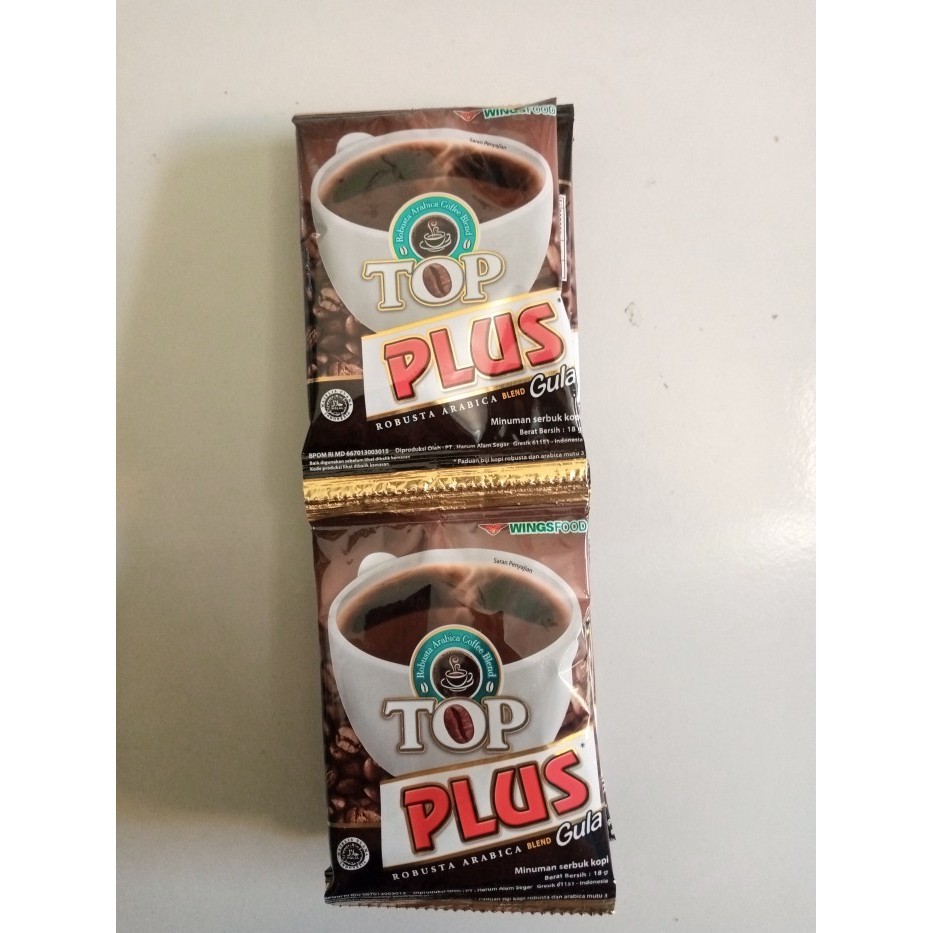 Jual Kopi Top Plus Robusta Arabica Blend Gula 1 renceng isi 10 sachet ...