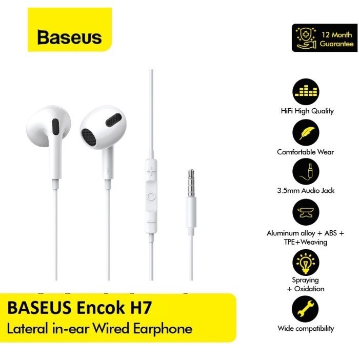 Jual Baseus Encok H17 Earphone In-ear with Mic Headset Kabel Jack 3.5mm ...