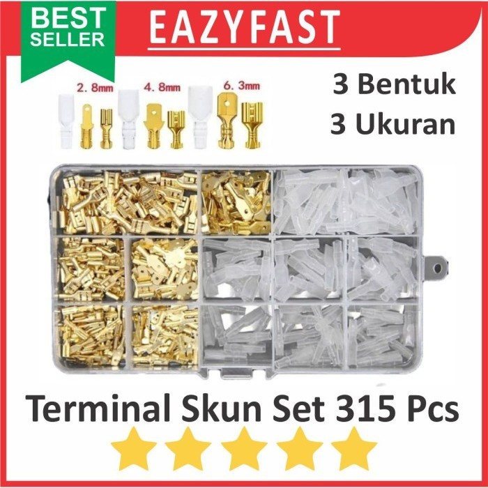 Jual Skun Kabel Gepeng Male Female Set 315 Pcs Sekun Terminal Kuningan ...