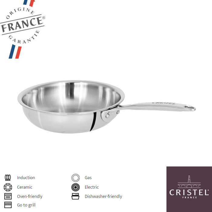 Jual Cristel Mini Stainless Steel Chefs Pan Fixed Castel Pro / 5Ply Fry ...