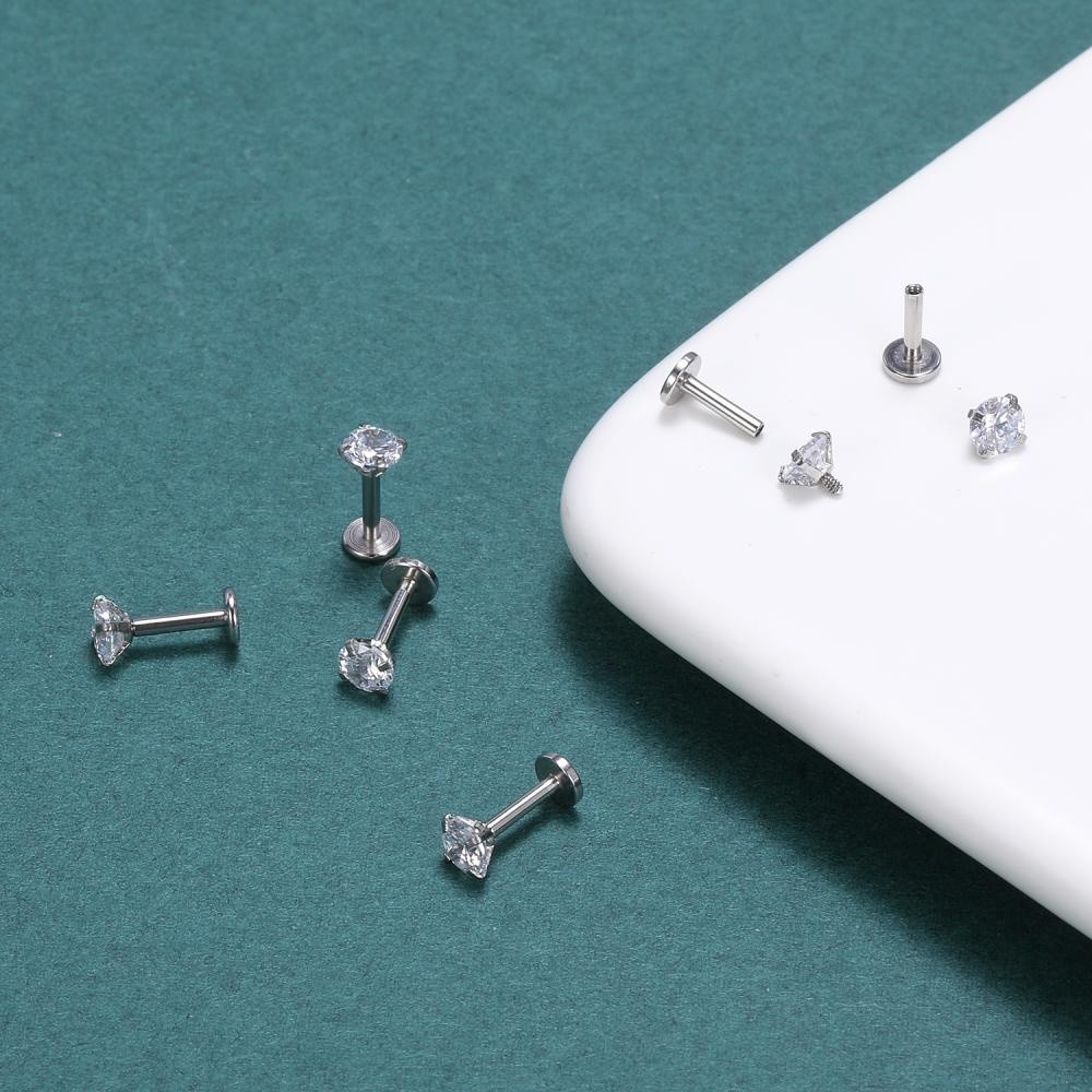Jual 1 PC 2/3/4/5/6mm Stainless Steel Labret Piercing Crystal Lip Studs ...