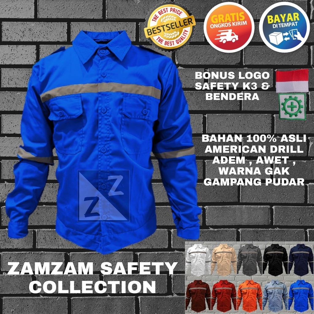 Jual KEMEJA SAFETY PANJANG BAJU SAFETY KATELPAK WERPAK KEMEJA SERAGAM ...