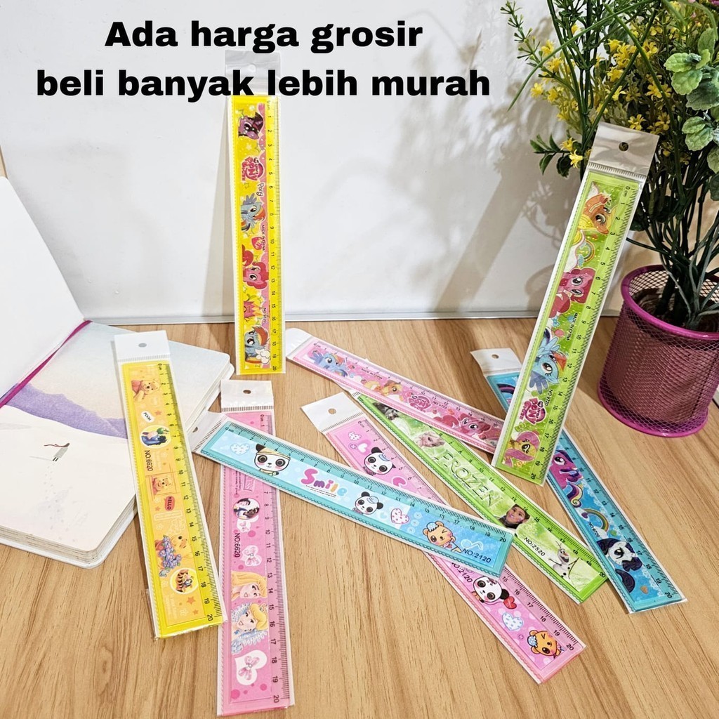 Jual MJ Penggaris Fancy 20 cm Warna Sticker/Garisan/Ruler | Shopee ...