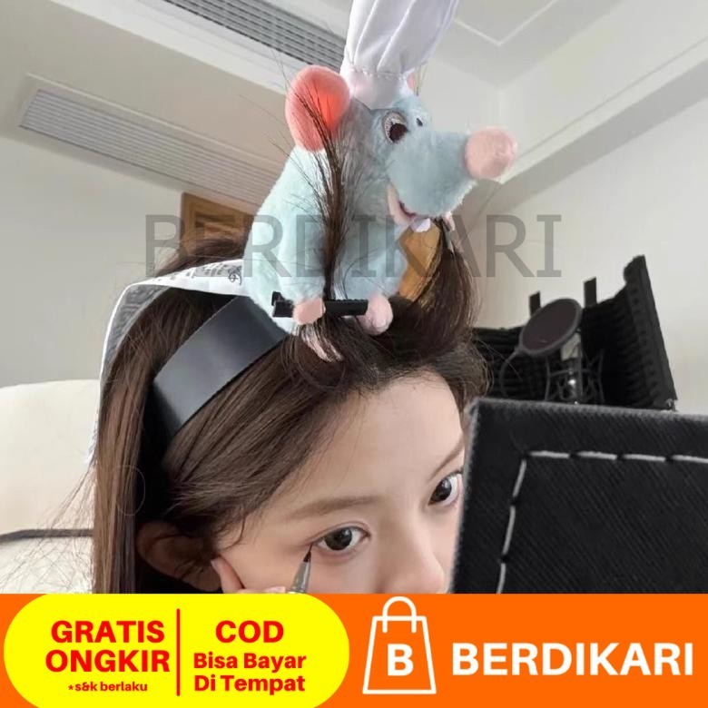 Jual BD Bando Tikus Ratatouille ORI Viral Douyin Lucu Jepit Rambut Poni ...
