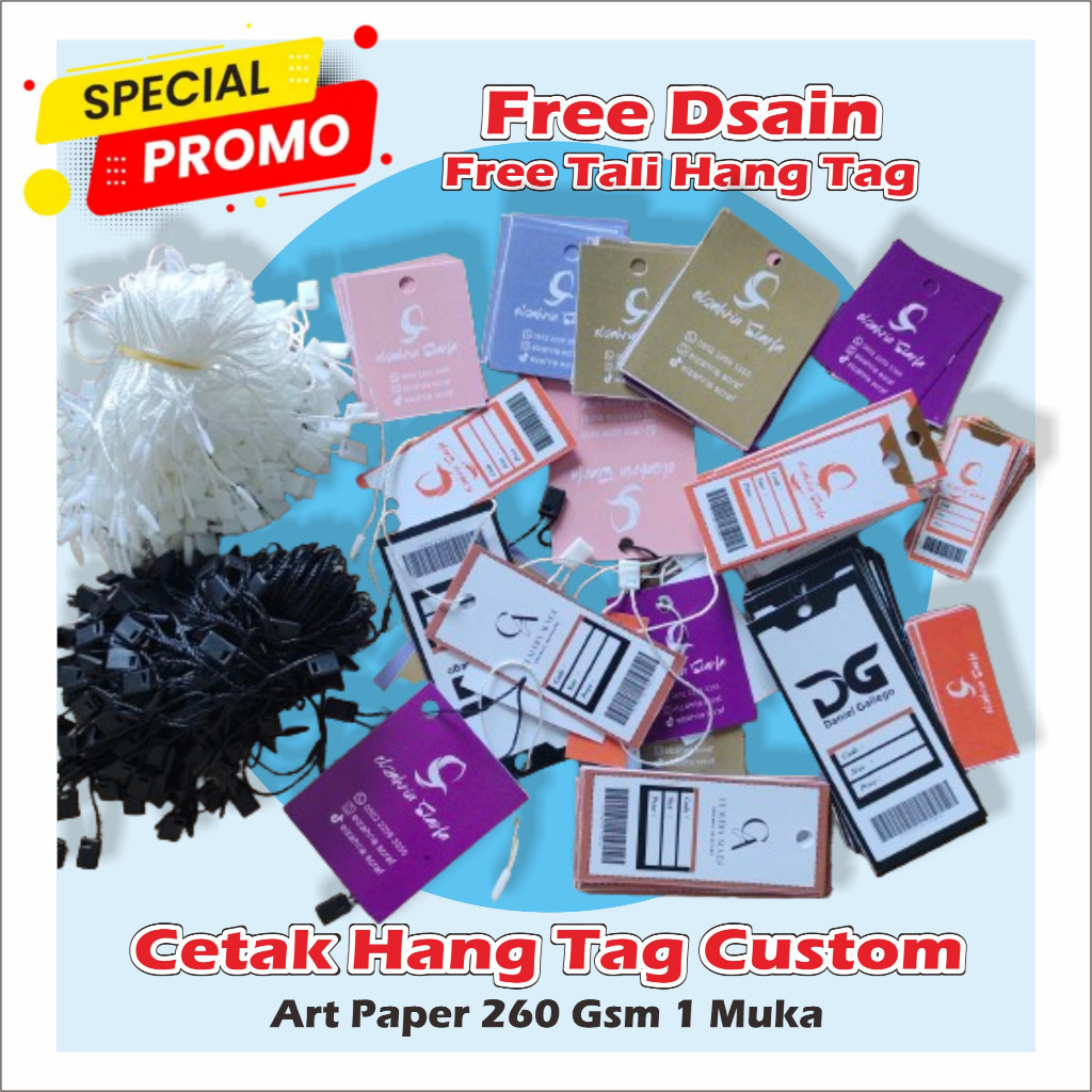 Jual CETAK HANG TAG CUSTOM gratis tali hang tag baju custom hang tag nama hang tag custom poto ...