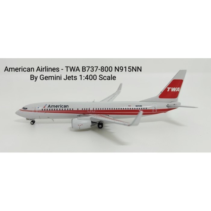 Jual DIECAST PESAWAT TERBANG American Airlines - TWA B737-800 N915NN By Gemini Jets 1:400 Skala ...