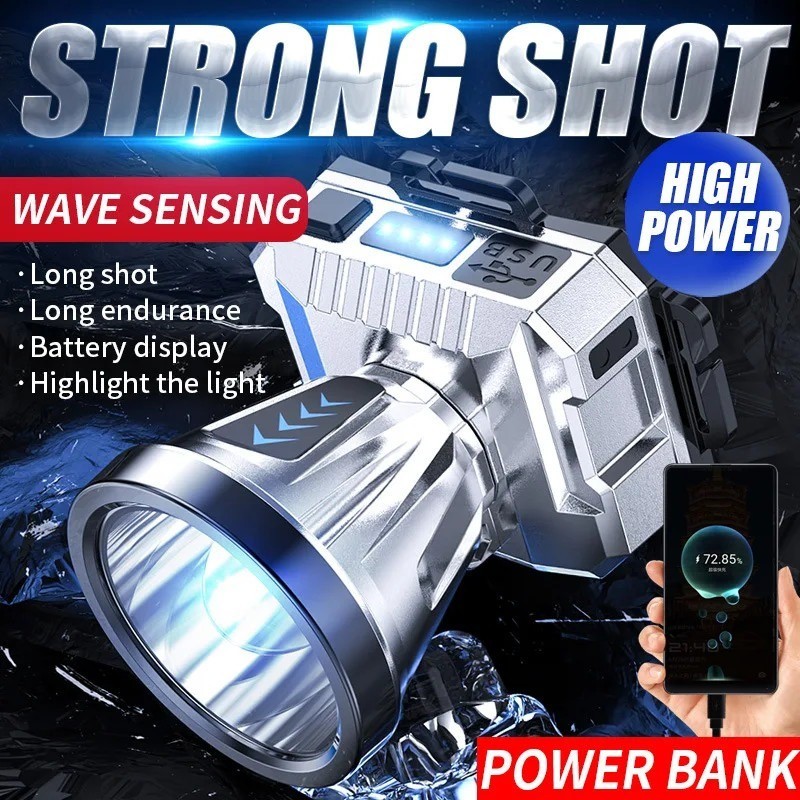 Jual Lampu Depan Kuat LED Berkemah Luar Ruangan Dan Lampu Sorot Memancing Dual Lithium ...