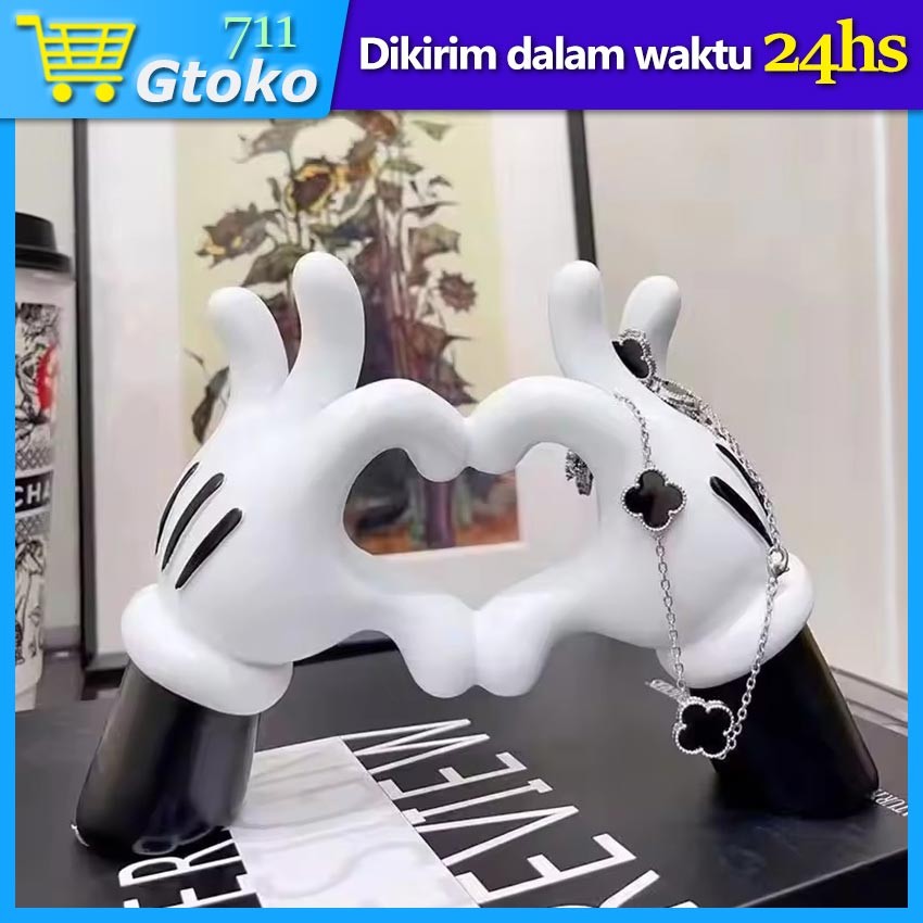Jual Patung Miniatur Love Hand Mickey Resin Manekin Jari Tangan Hati ...